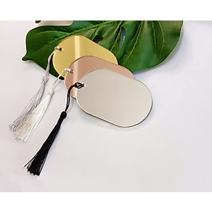 Yuxuanish Set of 12 Acrylic Luggage Tag,Mirrored Acrylic Place Cards Blanks with Tassels,DIY Oval Wedding Guest Name Cards,Acrylic Name Place Card (Silver Mirror)