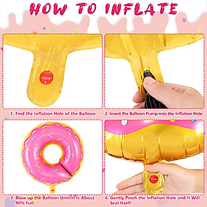 Donut Balloon Party Decoration, 8 Pcs Large Doughnut Foil Mylar Balloons, Candy Sprinkle Balloons for Donut Themed Birthday Party Donut Grow up Party Baby Shower