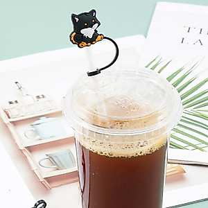 1 Piece Cute Drinking Straw Caps Cover for 6-8 mm Reusable Drinking Straw Tips Lids Dust-Proof Straw Plugs Dog Cat Shape Straw Protector