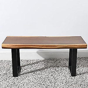 Warmaxx Wood Bench Rectangle Solid Wooden Entryway Stools 39"x13"x18"H Living Room End Table Rustic Live Edge Coffee Table Side Table Bedroom Bathroom Patio Outdoor Garden Foot Stool