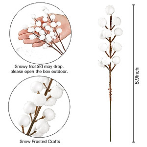 Sggvecsy 30 Pack Snow Frosted Artificial White Berry Stems 8.9inch Snowy Christmas Red Spray Picks Holly Berry Branches for Christmas Tree Decoration DIY Crafts Xmas Ornaments Home Decor (White)