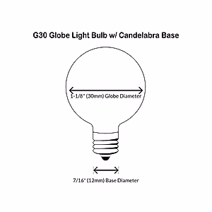 Sival - G30 replacement globe light bulb, clear, candelabra base (E12), 5 Watts, 25-pack