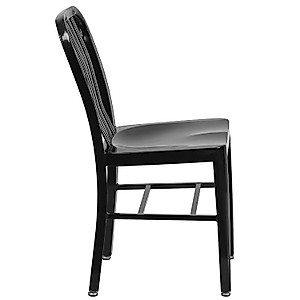 Flash Furniture Commercial Grade Black Metal Indoor-Outdoor Chair