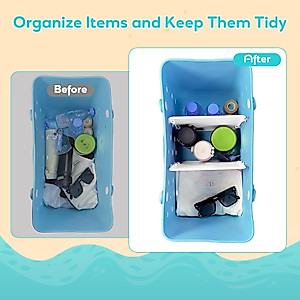 JAPBOR Divider Tray for Beach Bag - 8PCS Beach Bags Accessories Include Divider Trays Compatible, Hook, Key Holder, Insert Charm Organizer Divide Saving Space for Organizing Simple Tote Bag with Holes