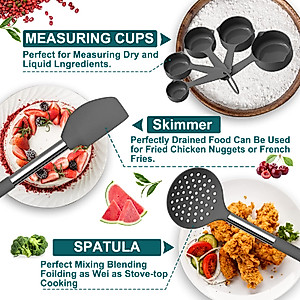 33PC Silicone Cooking Utensils Set -Kitchen Cooking Utensils Set, Non-Stick Kitchen Utensils with Spatula,Kitchen Tools Gadgets with Stainless Steel Handle (Red)