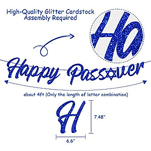 JOYMEMO Happy Passover Banner Glitter Passover Party Decorations - Bunting Garland with 8 Pesach Cutouts for Passover Seder, Jewish Holiday, Hanukkah Home Decor