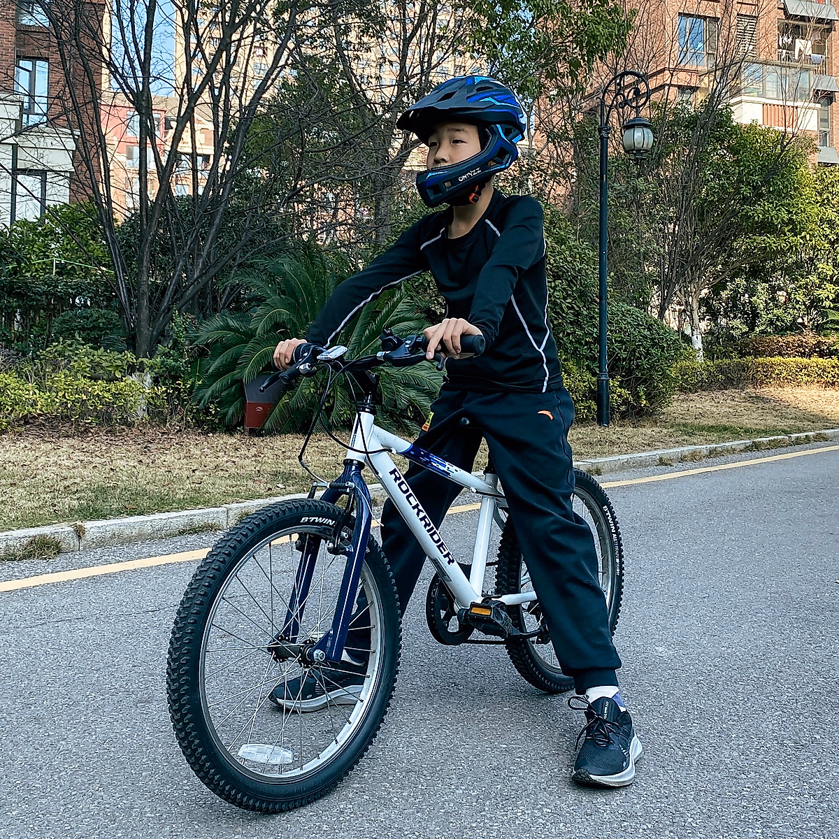 ONTYZZ Kids Bicycle Helmet Kids Adjustable Safety Full Face Helmet Lightweight Toddler Mountain Full Bike Helmet for Skating Cycling Scooter for Youth Child Boys Girls Ages Blue and White/S