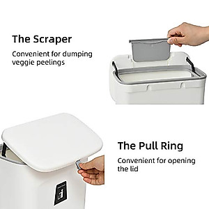 SUBEKYU 2.4 Gal Hanging Trash Can for Kitchen Cabinet Door with Lid, Small Under Sink Garbage Can for Bathroom, Wall Mounted Counter Waste Compost Bin, Plastic (White)