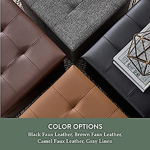 Edenbrook 30 Inch Rectangle Storage Ottoman - Buttonless Tufted Ottoman -Foot Rest-Holds 330 lbs, Grey