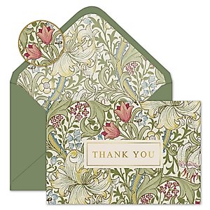 Whaline 24 Pack Plants Floral Gold Foil Thank You Cards Bulk Green Flower Greeting Cards with Envelope Sticker Vintage Blank Note Cards for Birthday Baby Shower Party Supplies, 4 x 6 Inch