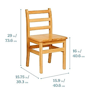 ECR4Kids Three Rung Ladderback Chair, 16" Seat Height, Classroom Seating, Honey, 2-Pack