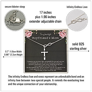 RareLove To My Boyfriends Mom Necklace,925 Sterling Silver Infinity Cross Necklace for Women,Boyfriends Mom Christmas Gifts,Future Mother in law Gifts