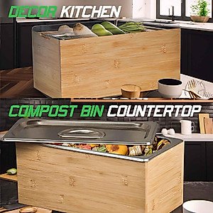 Exfoil Kitchen Compost Bin with lid, As Indoor Compost Bin with Stainless Steel Insert, Countertop Compost Bin- 1.6 Gal Smell Proof,Indoor Large Compost Bin Kitchen