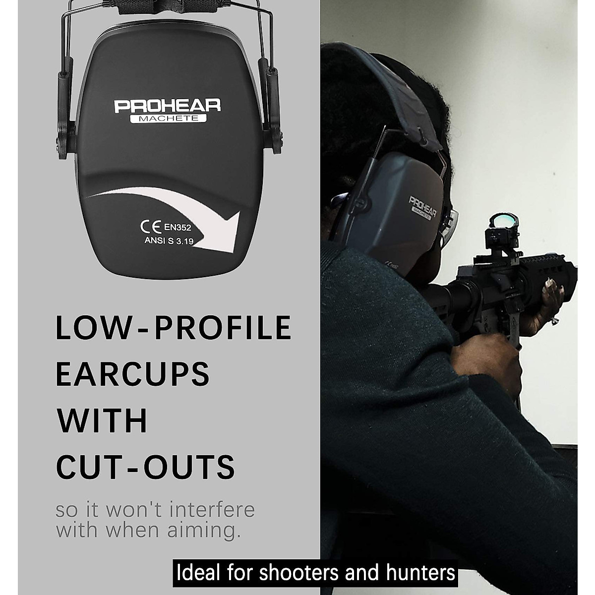 PROHEAR 016 Shooting Ear Protection Earmuffs 2 Pack, NRR 26dB for Gun Range, Hunting -Black and Fruit Green