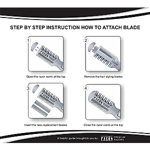 Facón Professional Hair Razor Comb Cutting Styling Thinning Texturizing Double Edge Shaper Razor + 10 Replacement Blades