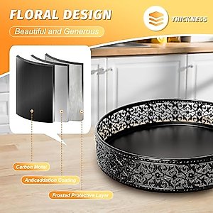 Black Lazy Susan Turntable for Table, Lazy Susan Organizer for Cabinet, Lazy Susan Spice Rack, Lazy Susan for Dining Table, Countertop, Cabinet, Makeup, Bathroom, Pantry (12IN-Branch-Black)