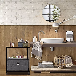 ZSEDP 1 Drawer Nightstand Bedside Jewelry Organizer Makeup Storage Box Cabinet Container Drawer Organizer for Home Bedroom Furniture