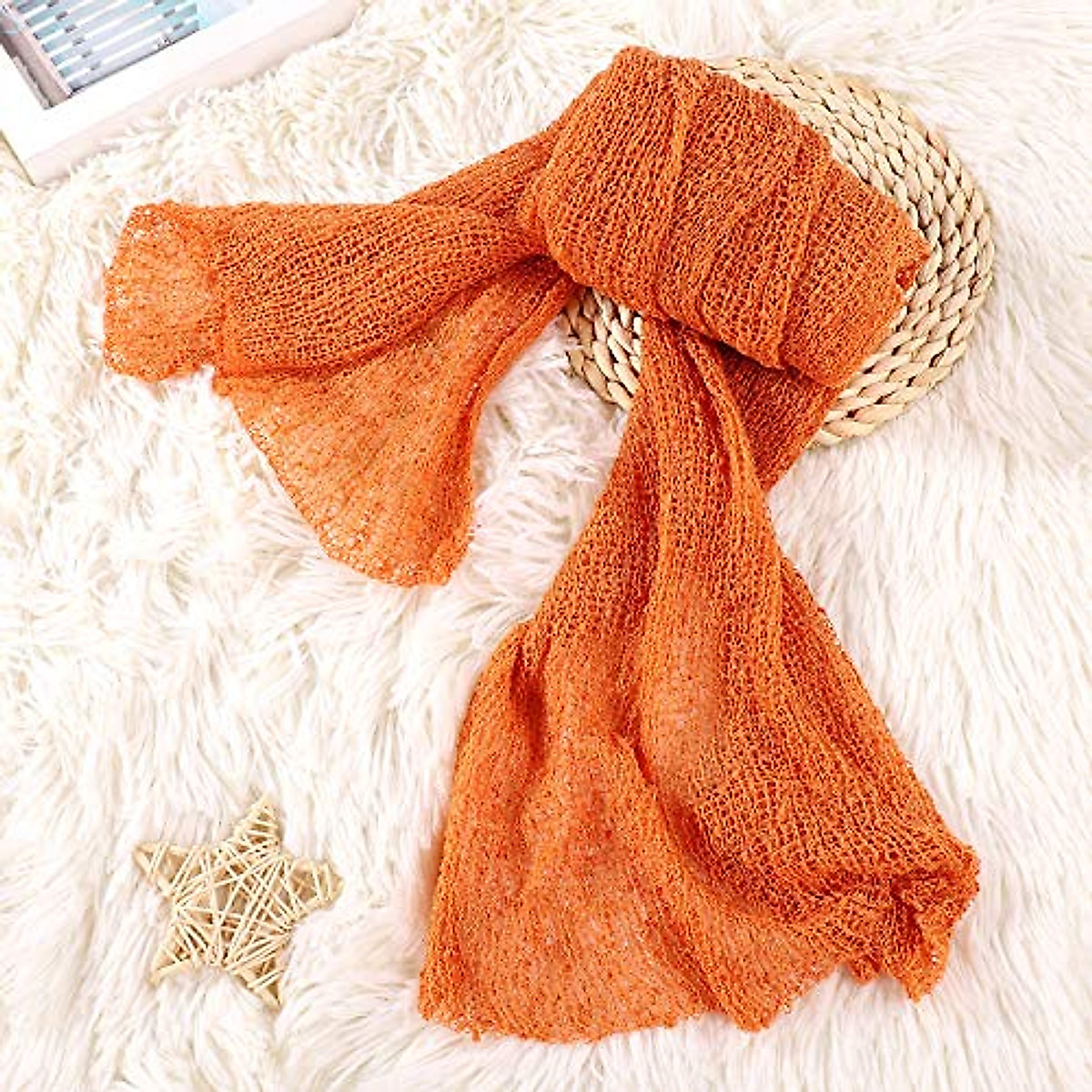 Tinksky Long Ripple Wrap, DIY Newborn Baby Photography Wrap-Baby Photo Props Favors Christmas Gift (Orange)