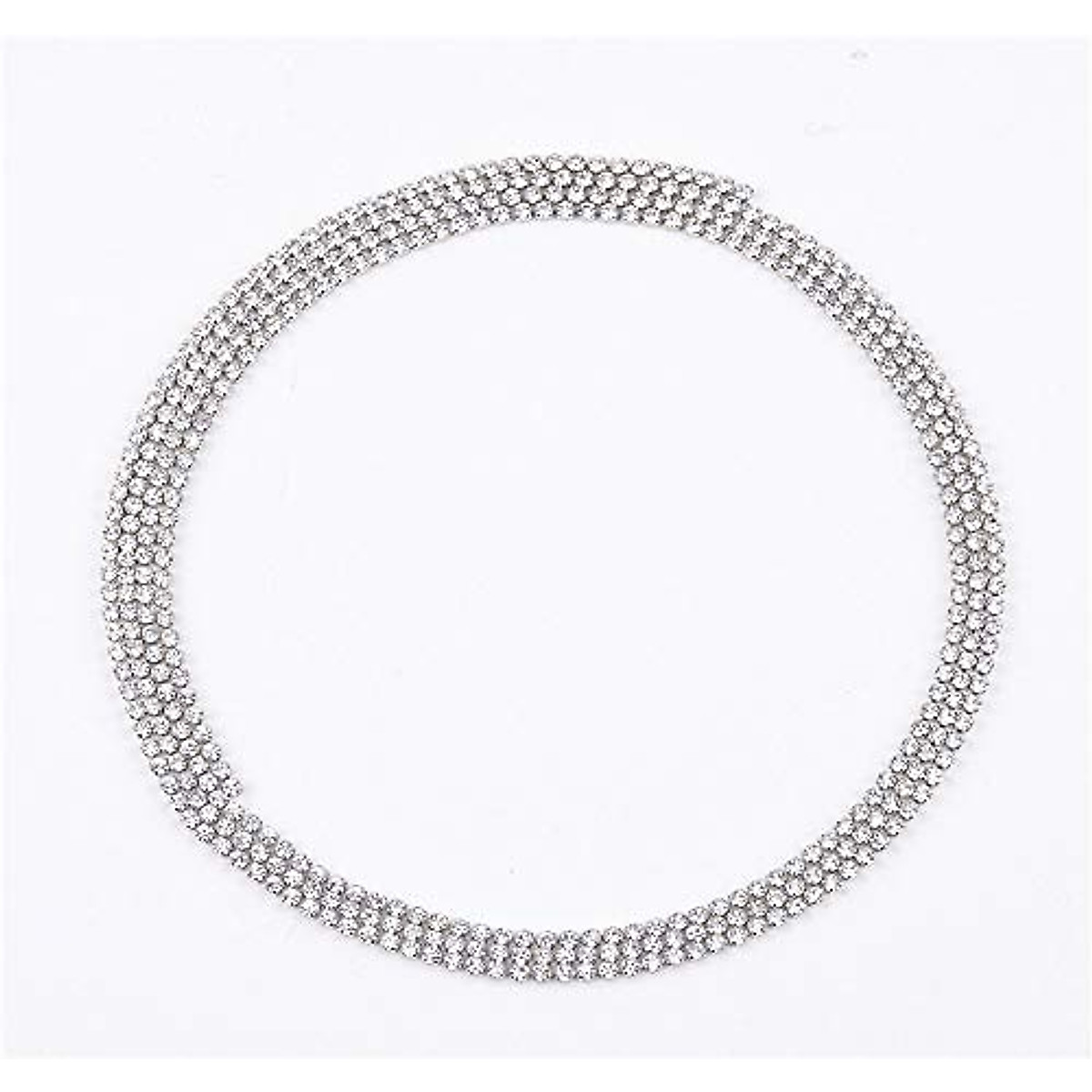Kercisbeauty Multi Row Boho Tennis Chain Rhinestones Choker Long Chain Necklace for Women Jewelry (Silver)