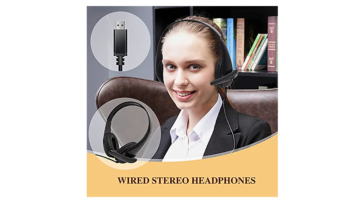 AVOVA USB Computer Headset with Microphone for Office & Online Use