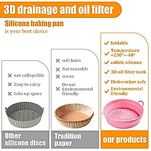 Silicone Air Fryer Liner 7.5 Inch Compatible with Cosori Ninja Tower, 2 Pack Collapsible Round Air Fryer Tray Silicone Pot for Air Fryer Oven and Microwave, Silicone Air Fryer Accessories