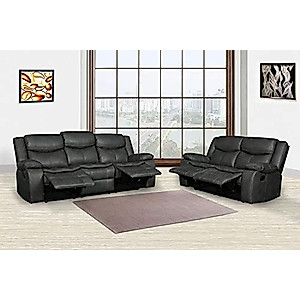 Blackjack Furniture Marsden Modern Leather Air Reclining Living Room Loveseat, Gray