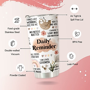 HOMISBES Positive Daily Affirmations For Women - Positive Thoughts Travel Mug - Inspirational Gifts - Mental Health Gift - Stainless Steel Tumbler 20oz