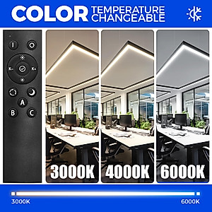 Barrina 9FT x 5FT 5568 Remote Series LED Linear Light Rectangular Set, 2nd-Generation, 45W Seamless Connection, 3000K to 6000K Color Changing Hanging Commercial Shop Light Fixtures with Remote