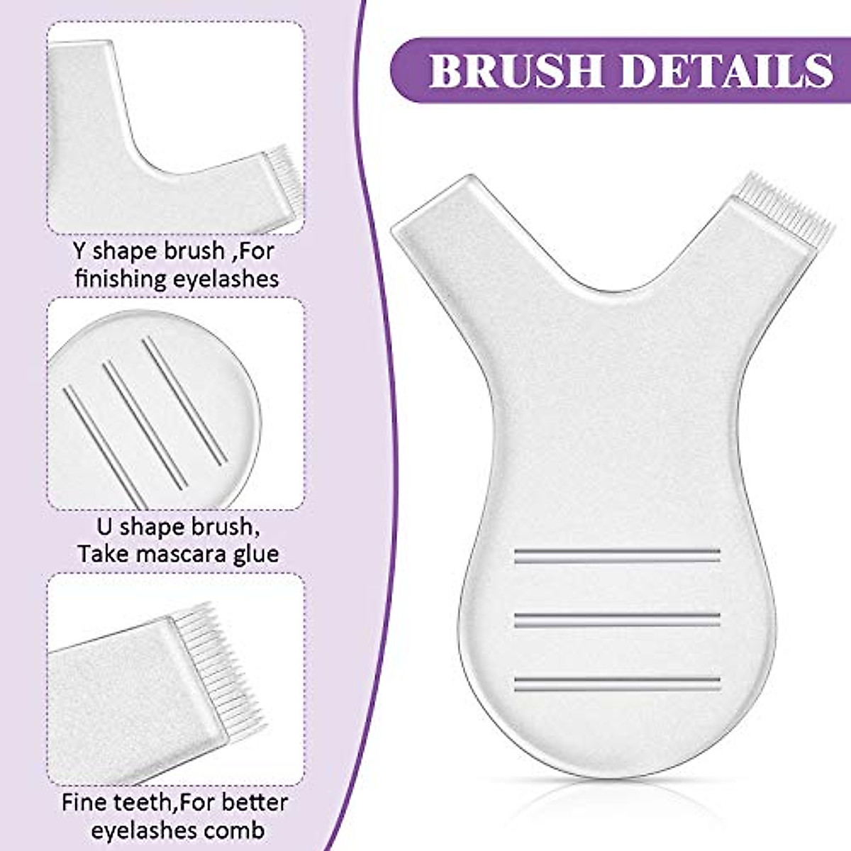 48 Pieces Y Shape Eyelash Brush Lash Perm Lift Brush Makeup Beauty Tool for Lash Grafting Eyelash Extension Cleanup Supplies (Transparent)
