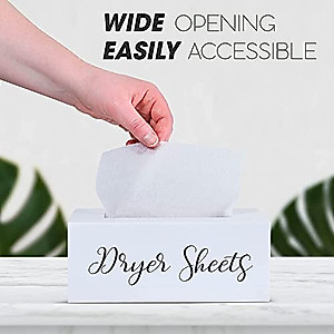 Laundry Dryer Sheet Storage Box/Dispenser for softener, fabric sheets. Elegant & classy to enhance any laundry area, WHITE