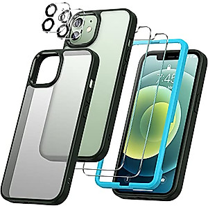 UniqueMe [2+2 Pack Compatible with iPhone 12 Mini 5.4 inch Screen Protector Tempered Glass and Camera Lens Protector [HD Clear] [Anti-Scratch] [Easy Installation Frame] [Bubble Free]