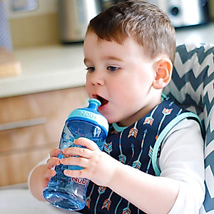 Nuby Printed Kids Pop Up Sipper Water Bottle, Colors May Vary, 1 Pack, 12 Oz., Multi