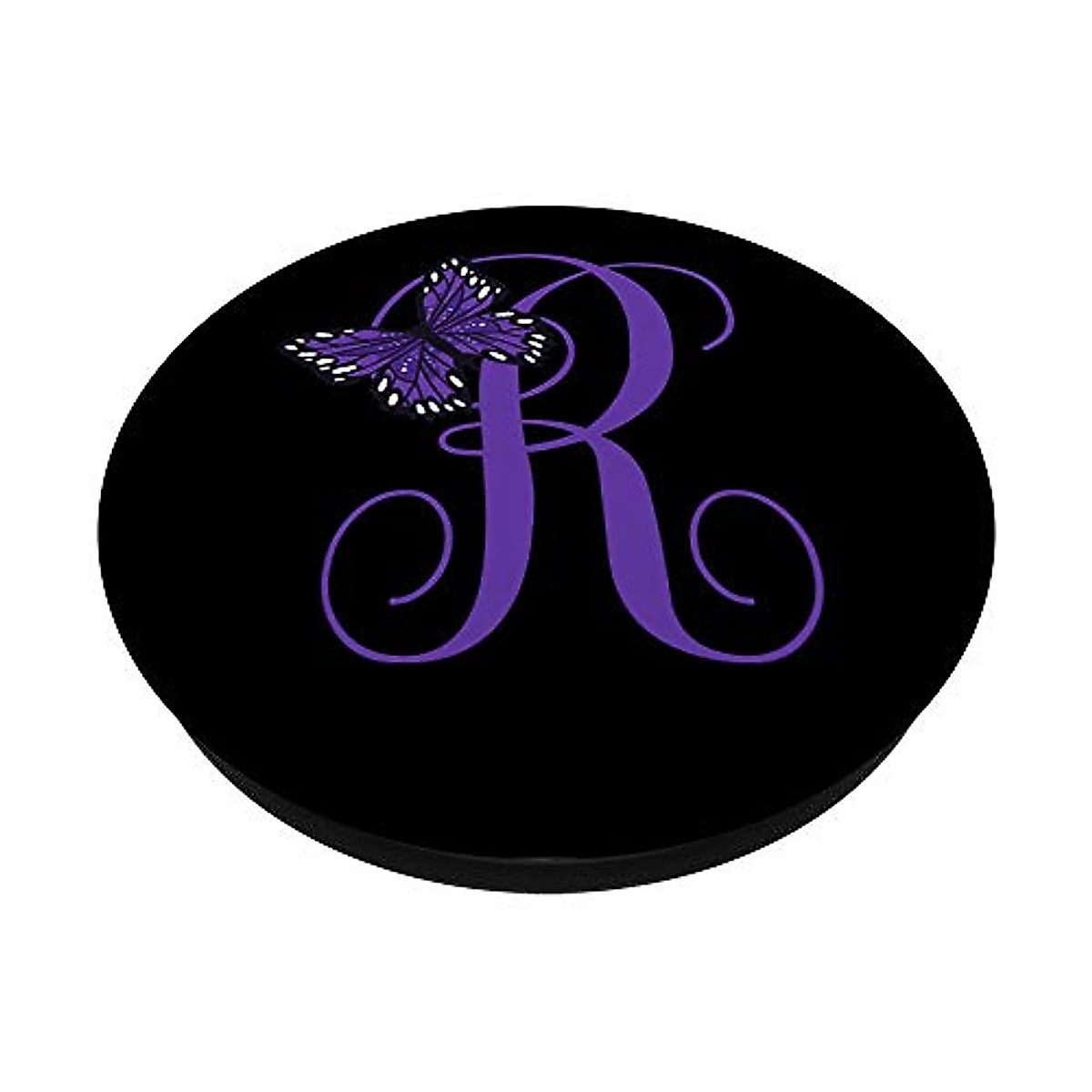 Purple Letter R Alphabet Initial with Butterfly Monogram PopSockets PopGrip: Swappable Grip for Phones & Tablets