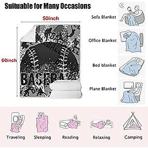 Soft Football Blanket Baseball Blanket Warm Cozy Throw Blanket Lightweight Home Blankets Bed Sofa, Blanket for Kids and Adults Gifts,All Season Couch Bed Sofa Home Decor 60"X50"