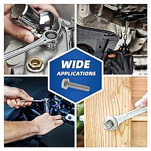 M8-1.25 x 30mm Flange Bolts Flanged Hex Screws, DIN 6921, Stainless Steel 18-8 (304), Plain Finish, Fully Threaded, 10 PCS