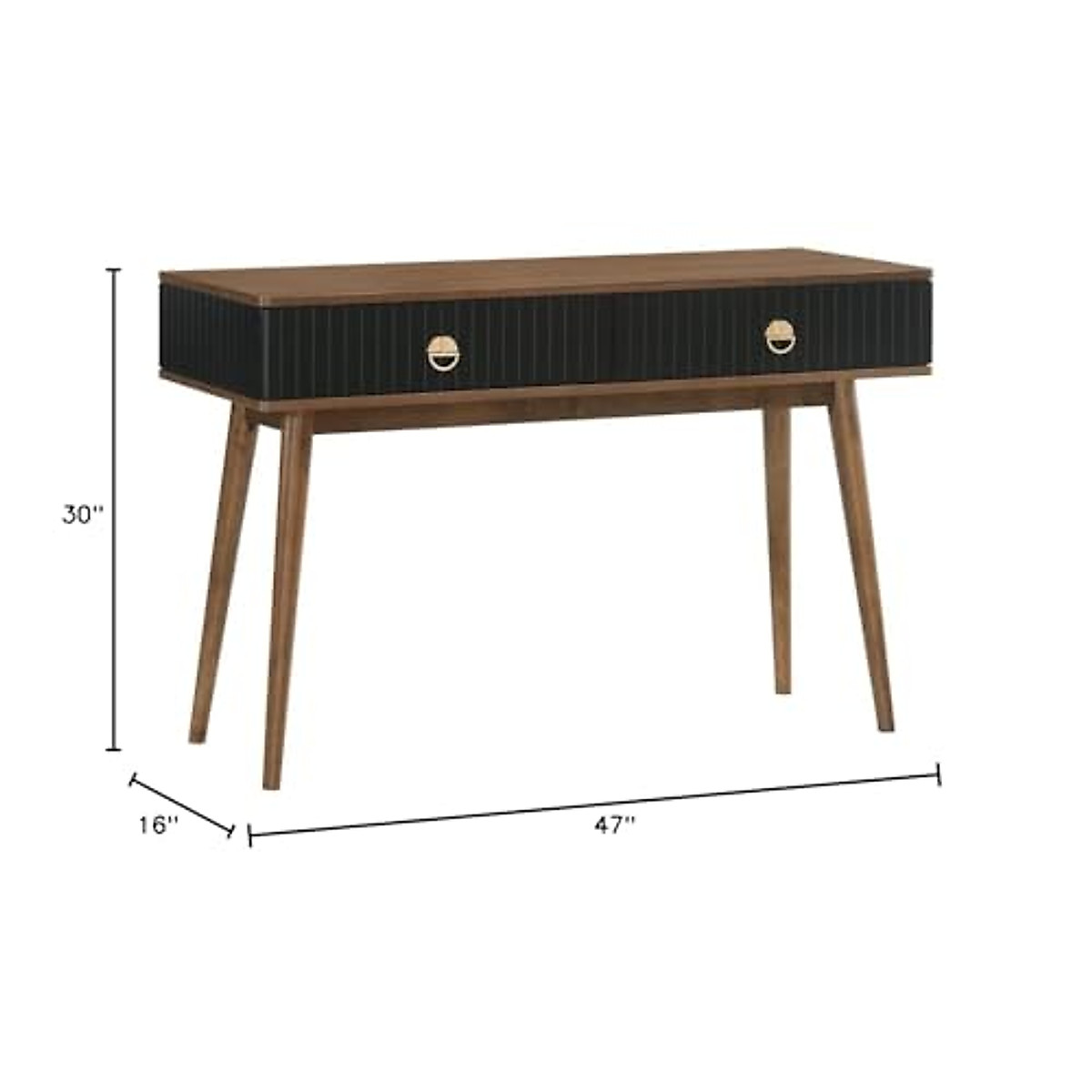 MAKLAINE Modern Wood ad Veneer Console Table in Black/Walnut