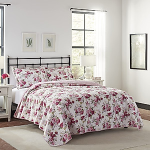 Laura Ashley - King Quilt Set, Reversible Cotton Bedding with Matching Shams, Lightweight Home Decor for All Seasons (Lidia Pink, King)