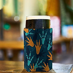 Can Cooler Sleeves Coozies for Cans And Bottles Insulators Dinosaur Footprint Tracks Print PVC Elastic Reusable