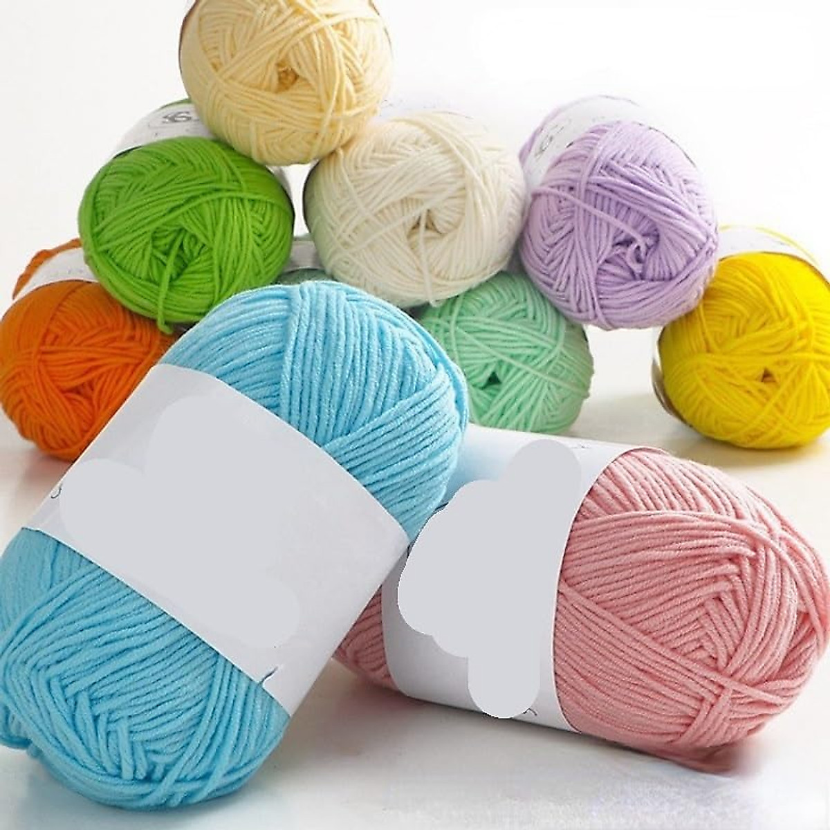 Cute Baby Wool 4 Strands Milk Cotton Four Strand Combed Cotton Baby Hand Knitting Medium Thick Yarn Ball DIY Material Bag (Color : 25 Bud Green)
