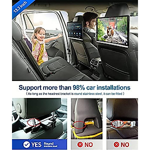 13.3 Inch 4K Upgrade 8Core Android 10.0 Multifunction Car TV Headrest Monitor Tablet Touch Screen Support 1080P Headset WiFi/Bluetooth/HDMI in+Out/FM/Mirror Link Video Player (2G ram 16G ROM (2PC))
