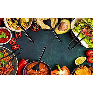 72pcs Plastic Serving Utensils Heavy Duty Disposable Serving Tongs Black Disposable Serving Set 10" Spoons 10" Forks 6" Tongs Each 24pcs Supernal