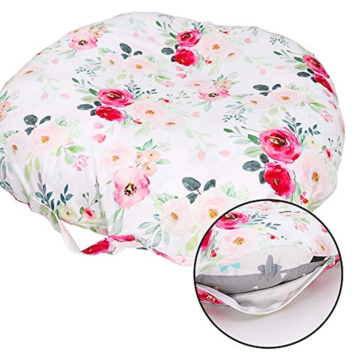 Floral Newborn Lounger Pillow Cover, Lounger Cover for Boys Girls,Pink Flower, Snugly Fit Infant Lounger for Baby, Infant Removable Slipcover, Breathable & Reusable (Lounger Pillow Not Included)