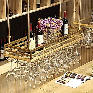 Wine Glass Holder Inverted Wine Rack Simple Style Iron Hanging Wine Glass Holder Ceiling Decorative Frame J1013, PIBM, b, 120x35cm