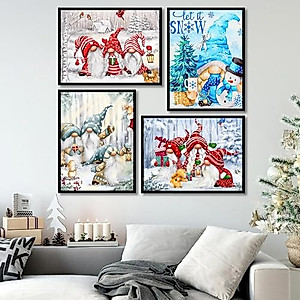 AOKLLA Diamond Painting Kits for Adults Clearance, 4 Pack Christmas Gnome Diamond Art Kits for Kids, DIY 5D Round Full Drill Crafts Diamond dots Home Wall Decor Gifts (12x16inch)