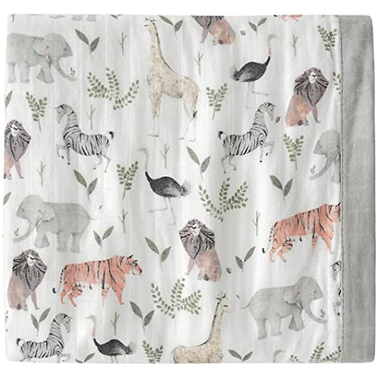 Little Jump Muslin Baby Quilt, Jungle Print Breathable Muslin Quilt Toddler Blanket - Oversized 47" x 47" - 2 Layers Muslin Crib Blanket for Baby Boy and Girls (Jungle)