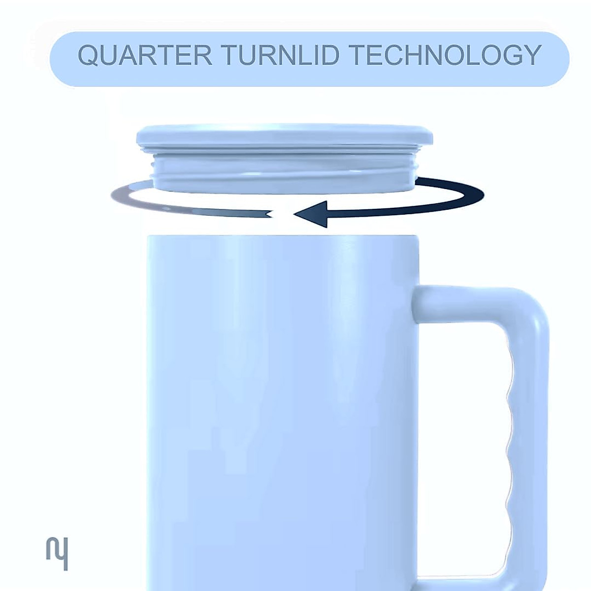 CeylonManel 40oz Stainless Steel Double Wall Vacuum Insulated Sublimation Tumbler with Handle, Straw, Lid Travel Cups in Matte Finish (Sky Blue), Large