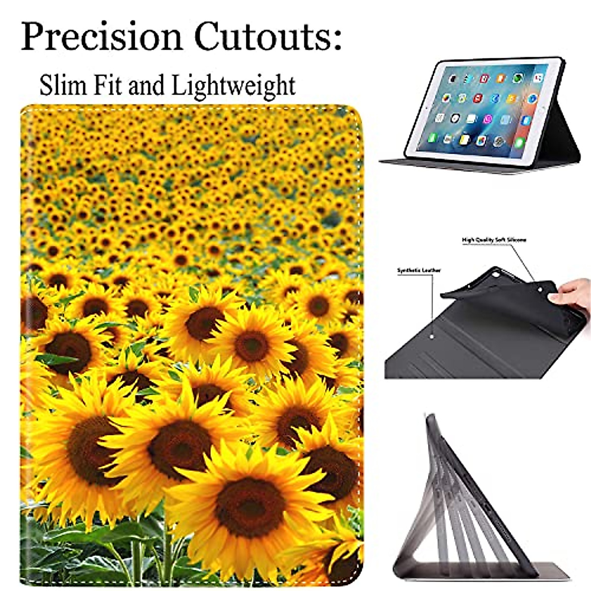 Case for New iPad Mini 6 2021 (6th Generation), Multi-Angle View Adjustable Stand Auto Wake/Slee for iPad Mini 6th Gen 8.3 Inch ,Sunflower