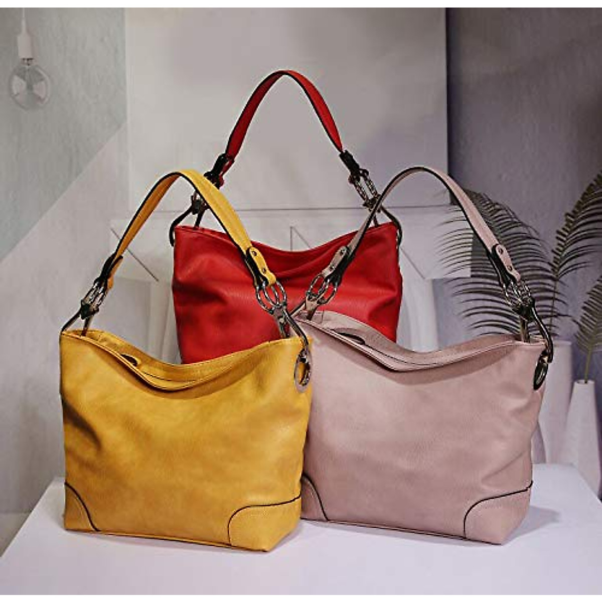 MKF Hobo Purses for Women – Soft PU Leather Handbag Slouchy Womens Hobo Shoulder bag – Fashion Top Handle Pocketbook Black