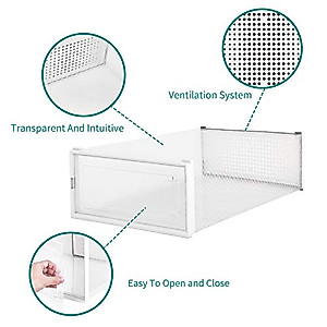 PARANTA 4-Piece Boot Shoe Storage Box, Stackable Clear Plastic Shoe Organizer, With Clear Door For Storing Women Shoes 20.5" x 12.5" x 5.5"
