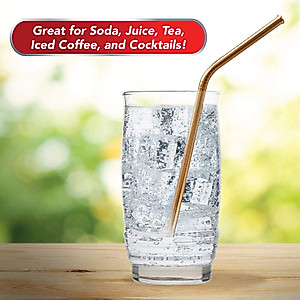 BulbHead Red Copper Straws, Assorted Straight & Bent, 8 Count